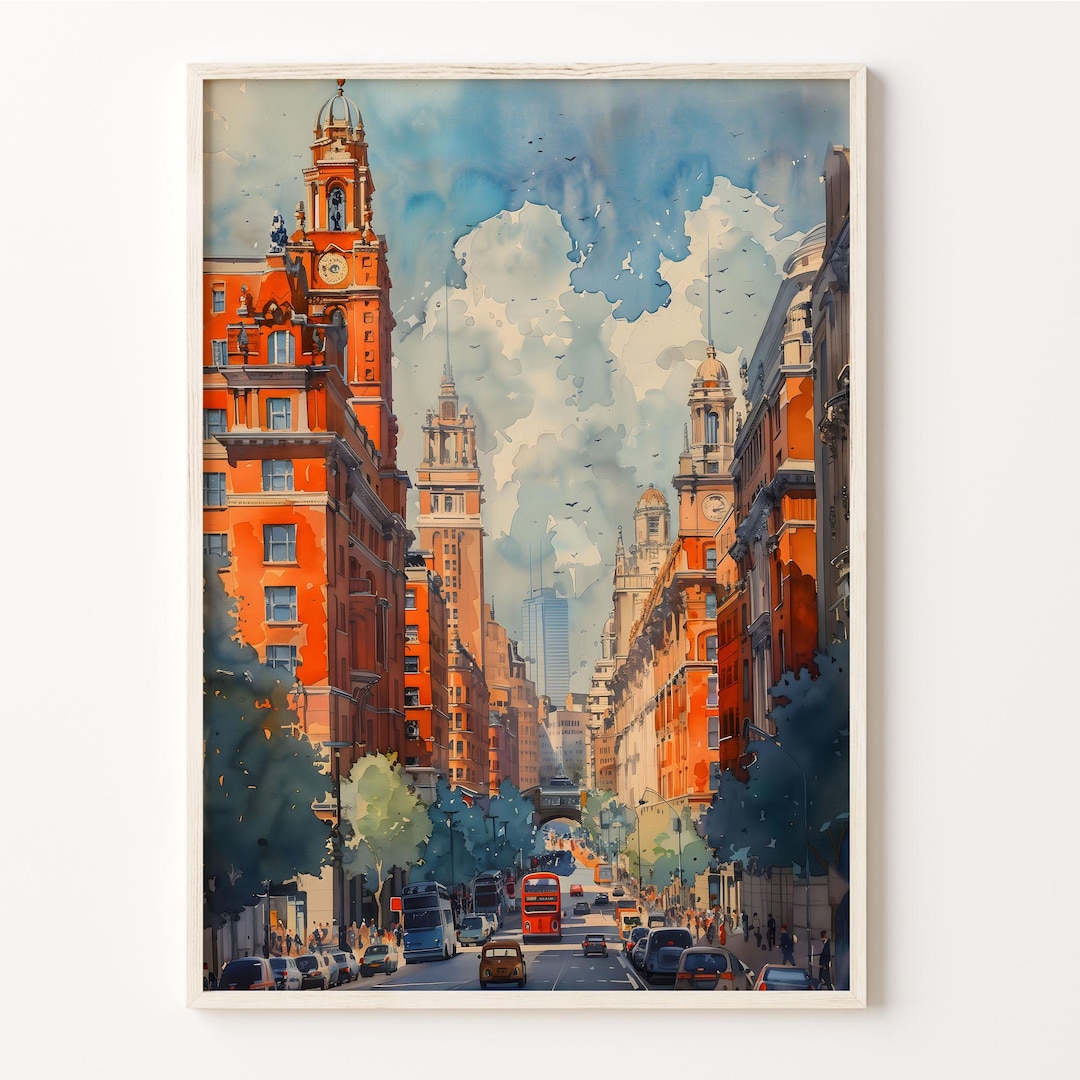 Birmingham Watercolor Print: UK Cityscape Travel Poster - Etsy