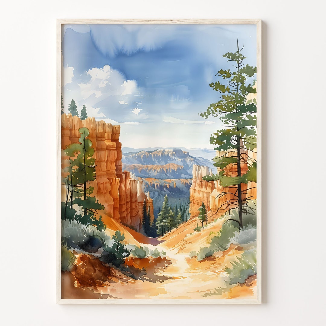 Bryce Canyon Watercolor Painting, National Park Print, Poster Wall Art ...