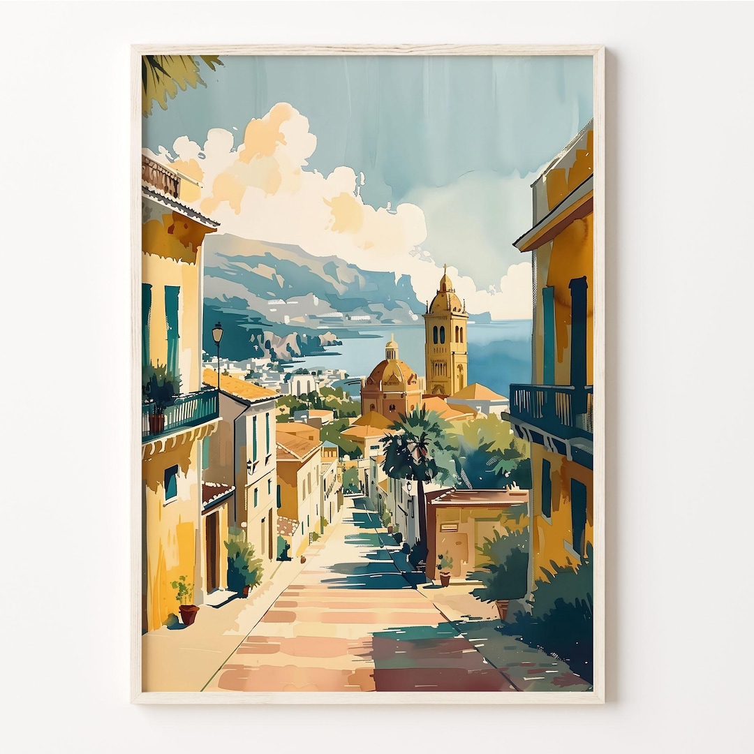 Palermo Watercolor Painting, Sicily Wall Art, Palermo Poster, Italy ...