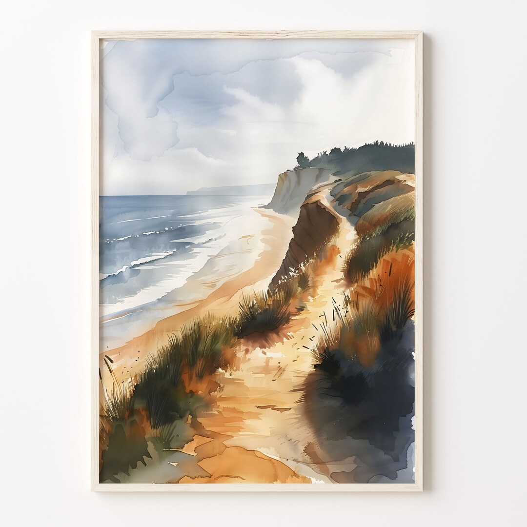 Croyde Beach Watercolor Painting: Devon Coastal Wall Art - Etsy