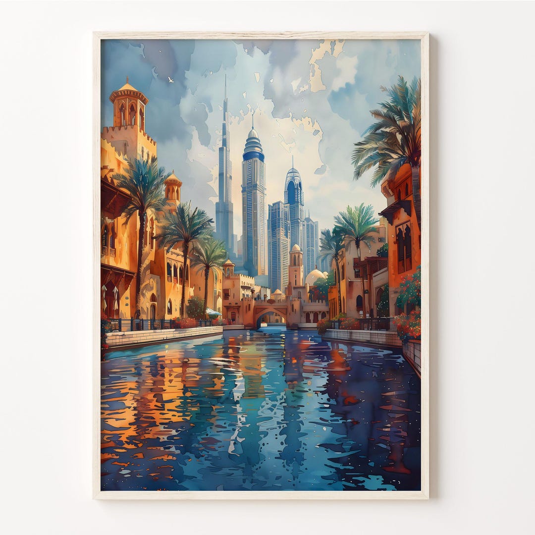 Dubai Watercolor Print: Burj Al Arab, UAE Travel Poster - Etsy