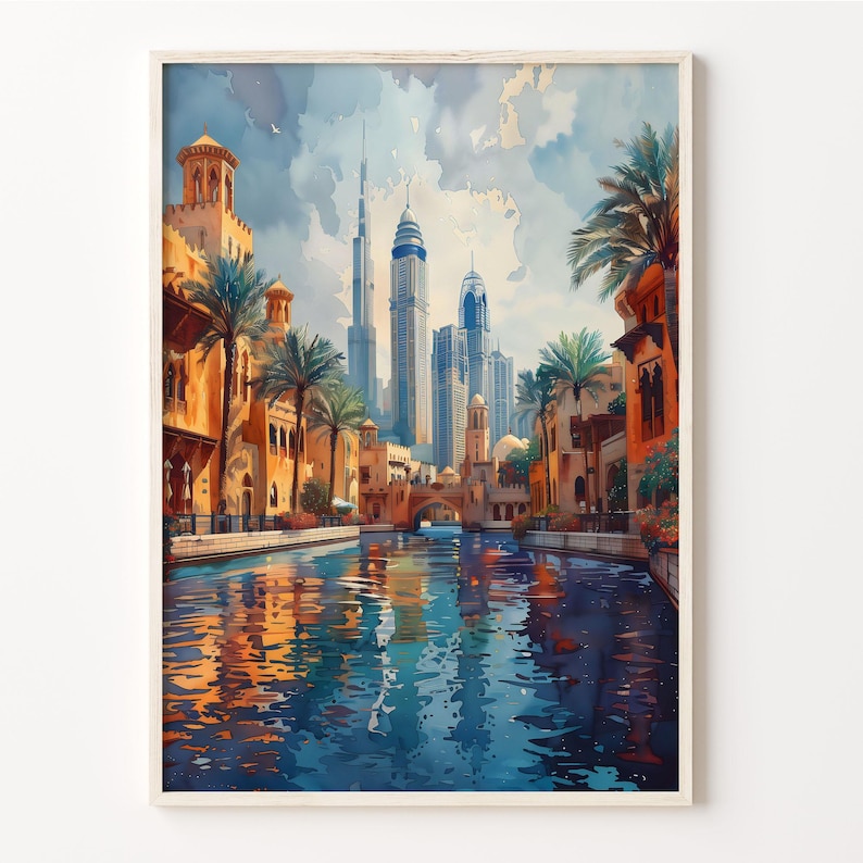 Dubai Watercolor Print: Burj Al Arab, UAE Travel Poster - Etsy
