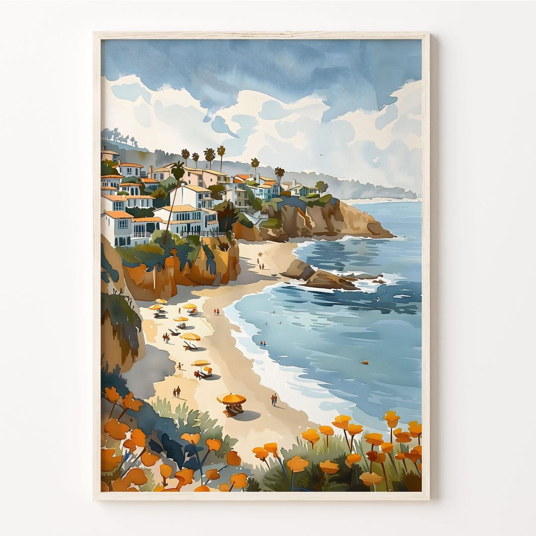 Laguna Beach California Watercolor Painting, Laguna Beach Poster ...