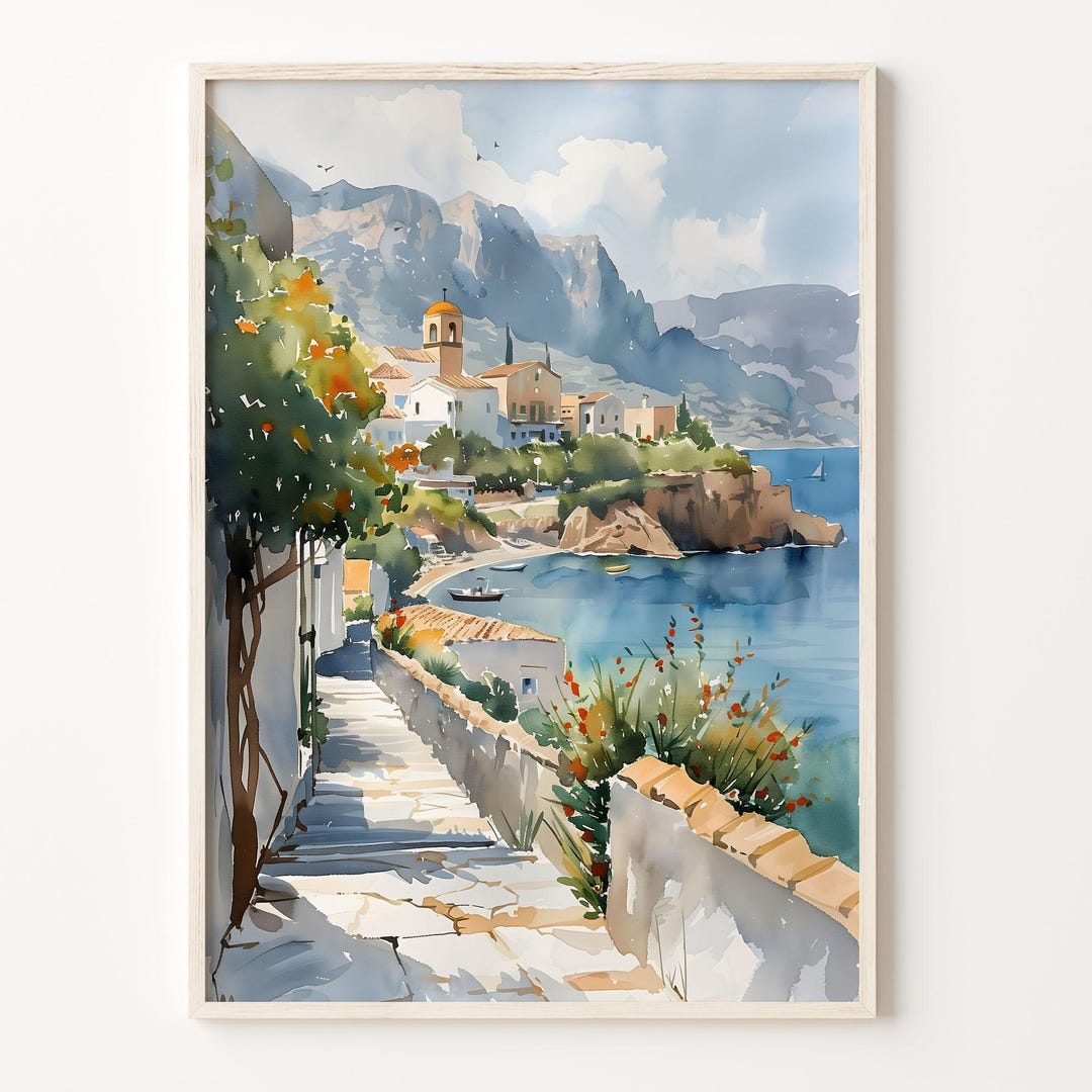 Kos Greece Watercolor Painting, Travel Wall Art, Greek Island Poster ...