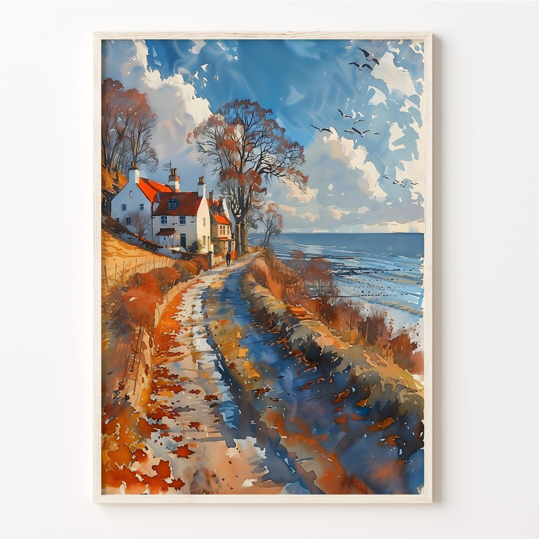 Hunstanton Cliffs Watercolor Painting: England Coastal Art Print - Etsy