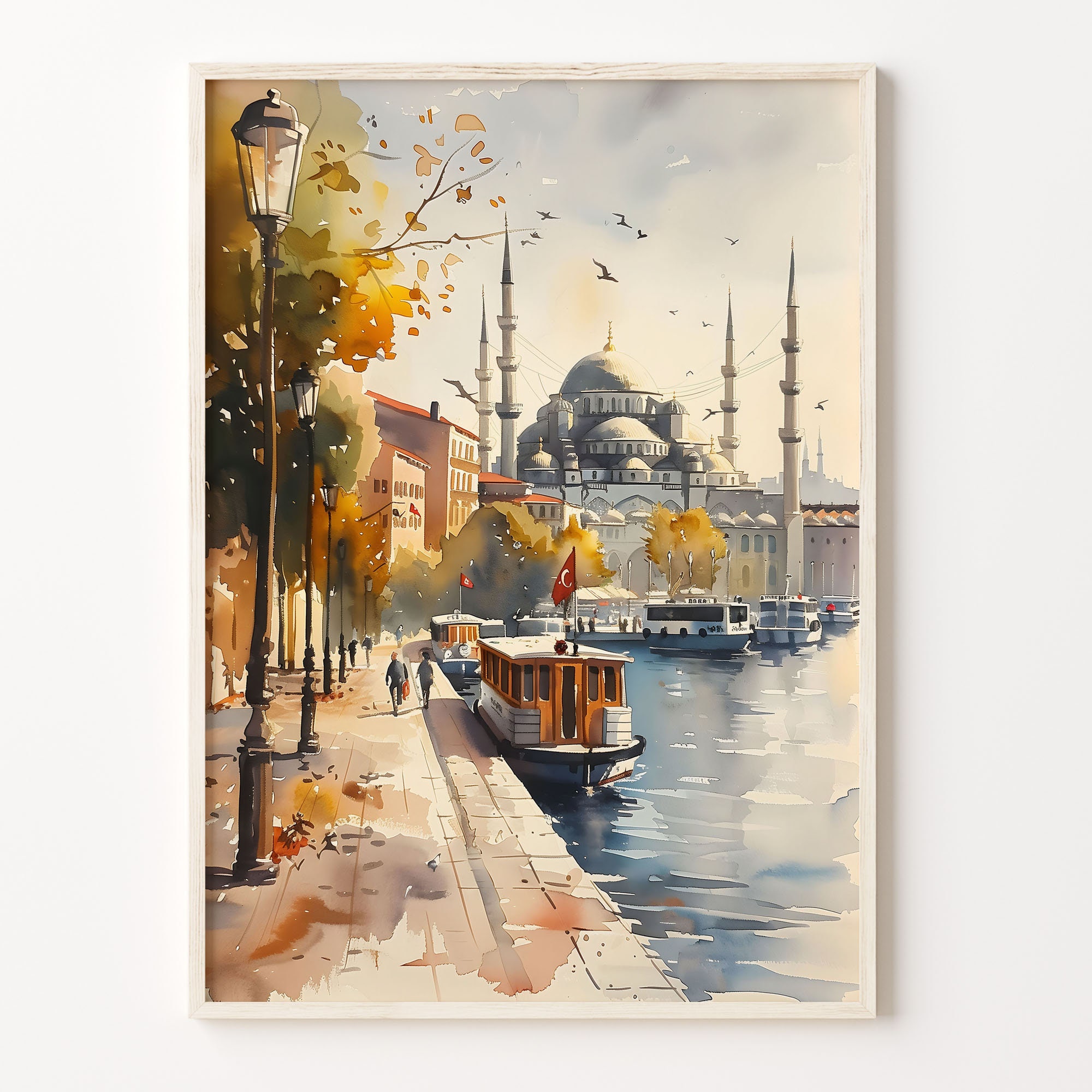 Istanbul Watercolor Painting: Turkey Travel Poster, Home Decor - Etsy