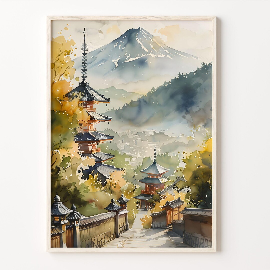 Mount Fuji Watercolor Print: Japan Wall Art - Etsy