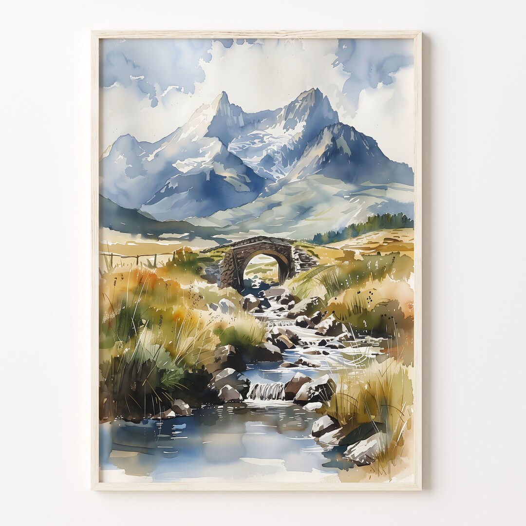 Mount Snowdon Watercolor Painting: Wales Landscape Art Print - Etsy