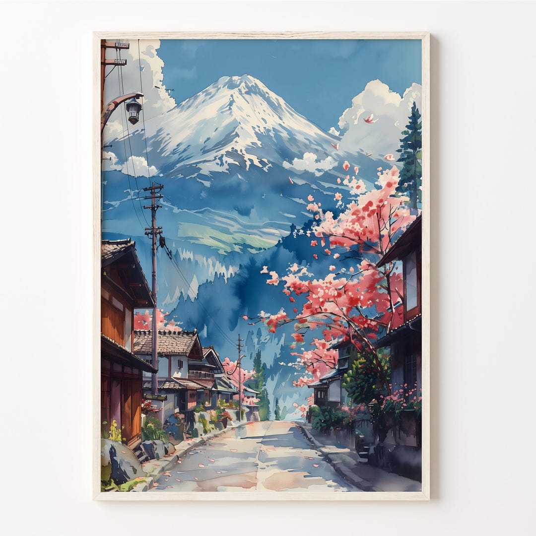 Mount Fuji Watercolor Painting: Japanese Travel Poster - Etsy