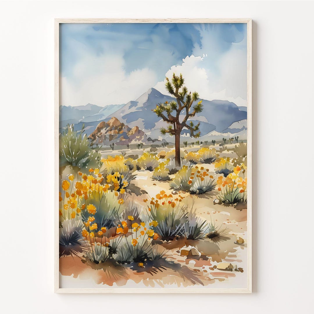 Joshua Tree Watercolor Painting, Joshua Tree National Park Print ...