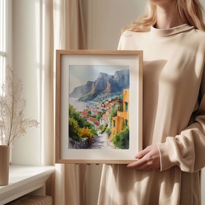 Cape Town Watercolor Painting, South Africa Poster, Africa Wall Art ...