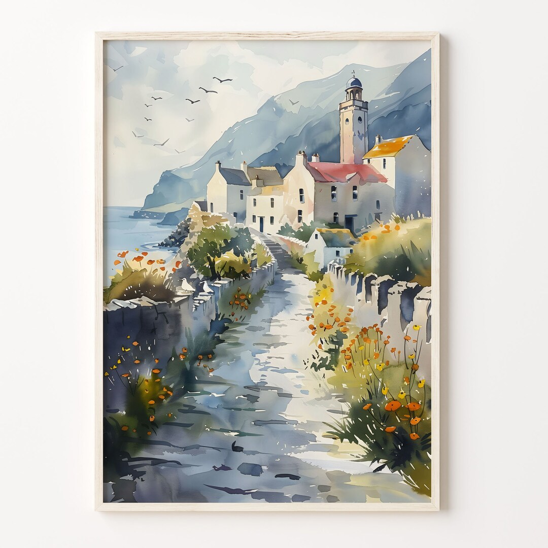 Watercolor Painting, Galway Ireland, Wall Art, Poster, Print, Home ...