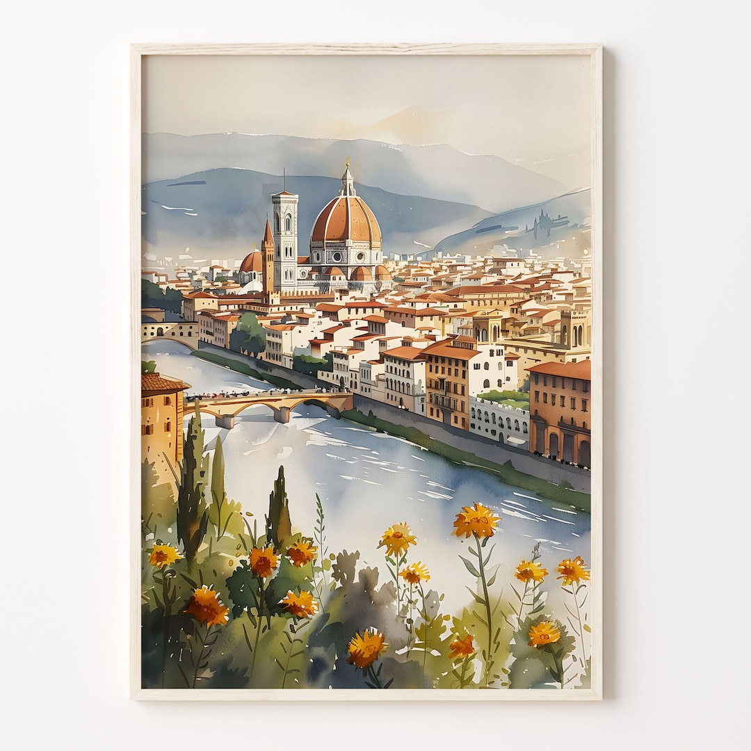 Florence City Watercolor Print: Italy Travel Poster - Etsy