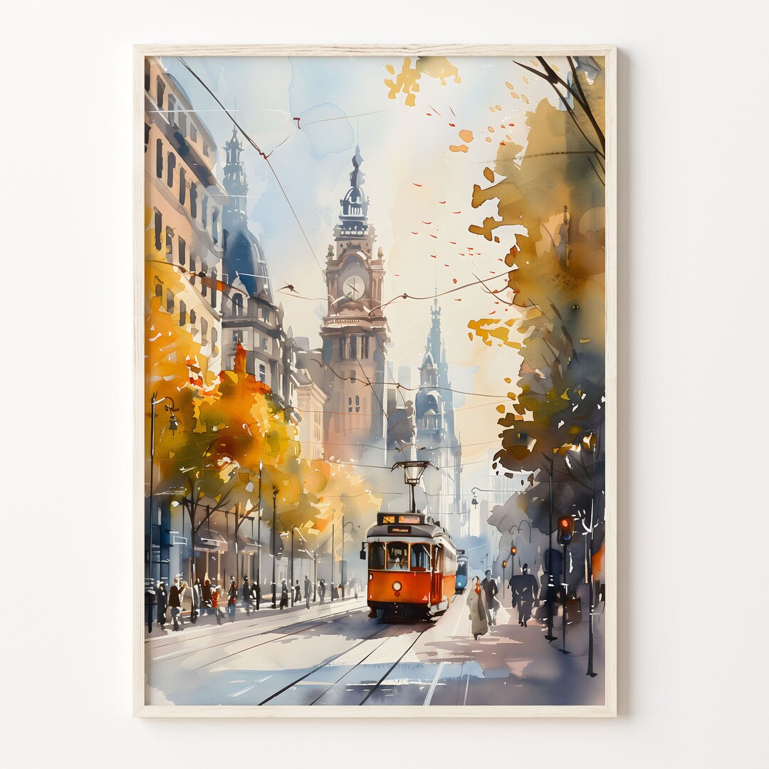 Manchester Watercolor Print: United Kingdom Cityscape Wall Art - Etsy