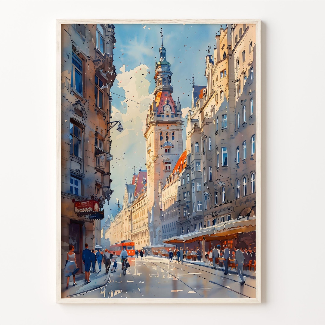 Vienna Watercolor Painting, Austria Wall Art, Vintage Travel Poster ...