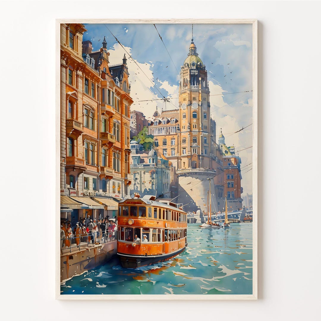 Helsinki Watercolor Painting: Finland City Travel Poster - Etsy