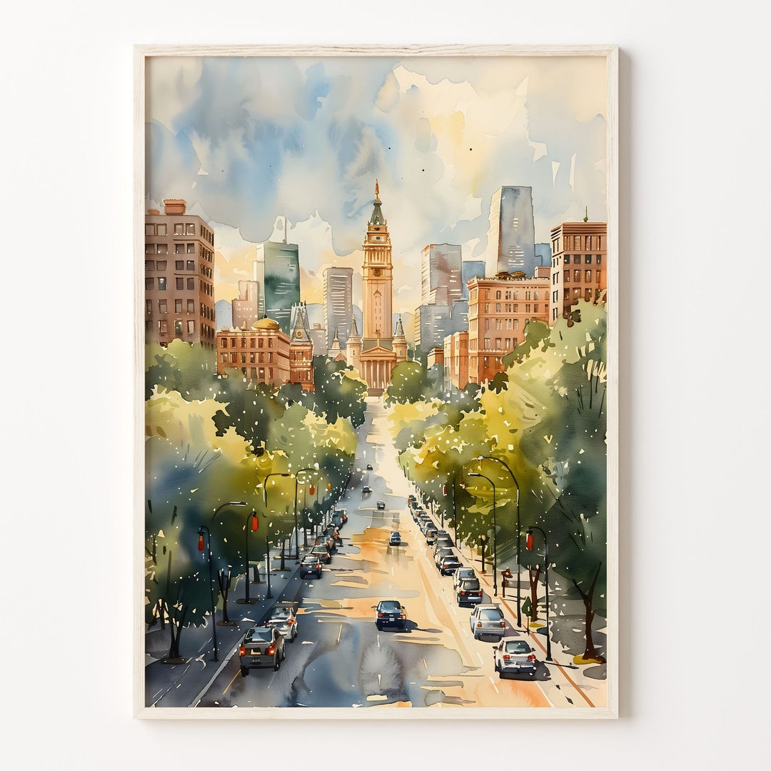 Denver Watercolor Painting: Colorado Rocky Mountains Retro Art - Etsy