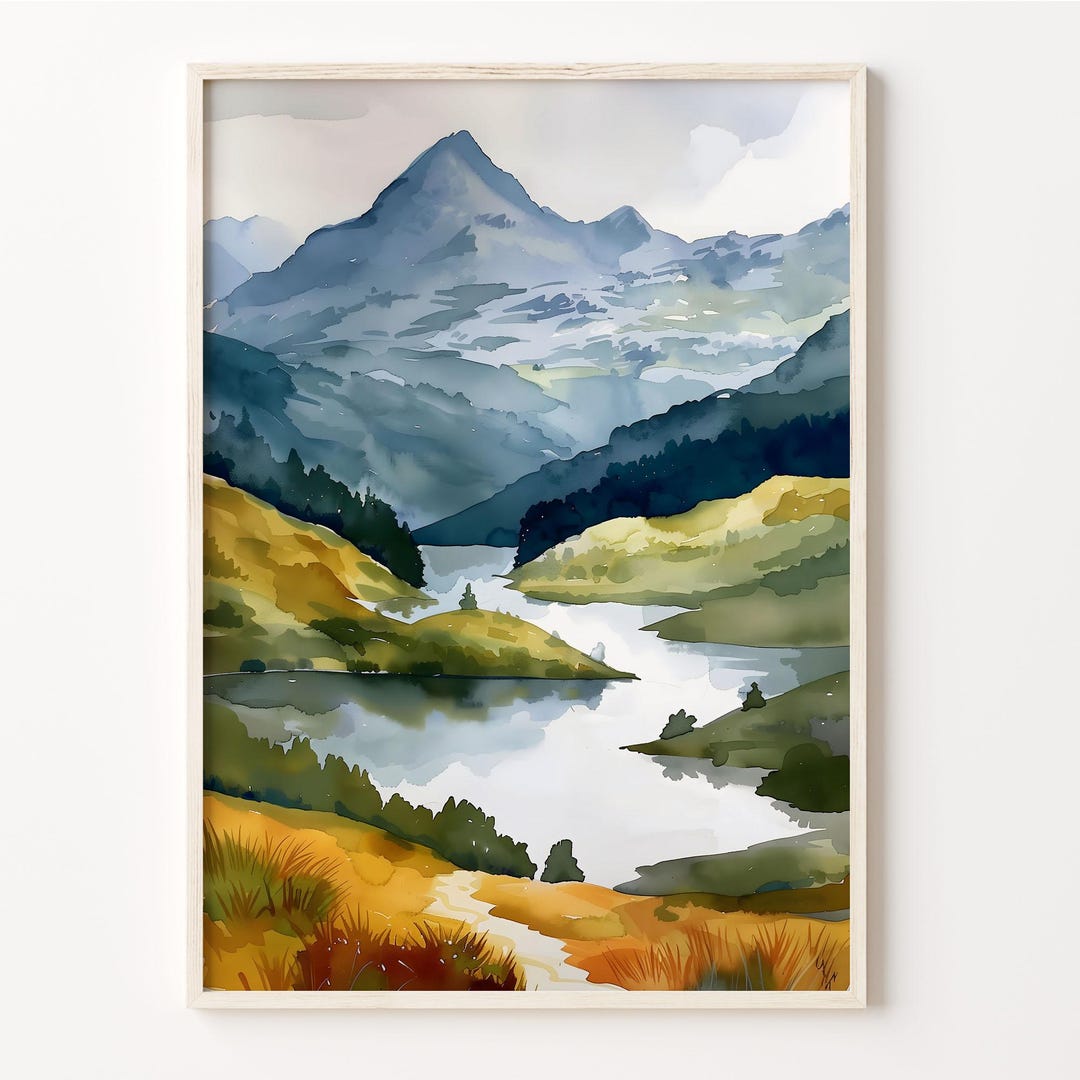 Snowdon Watercolor Painting, Wales Travel Poster, Snowdonia National ...