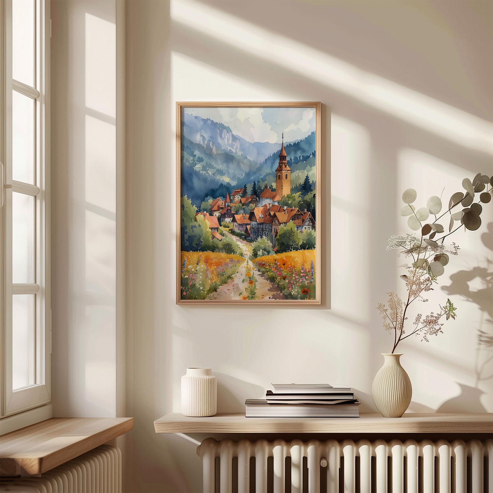 Transylvania Watercolor Painting: Romanian Village Art Print - Etsy