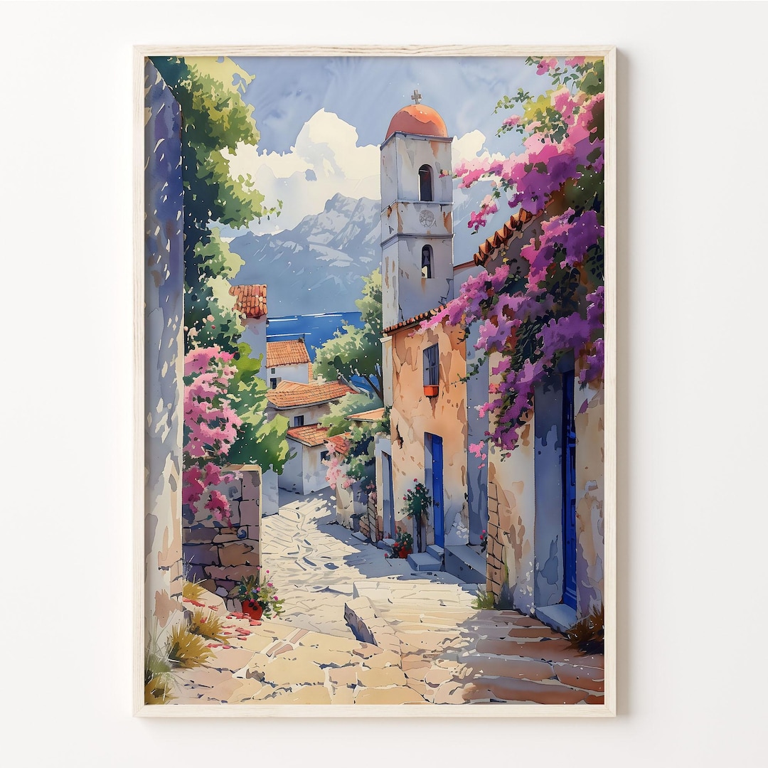 Crete Travel Poster: Watercolor Painting, Greek Wall Art - Etsy