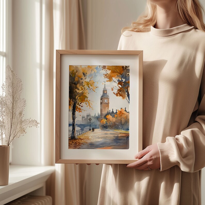 London Big Ben Watercolor Painting, London Wall Art, Big Ben Poster ...