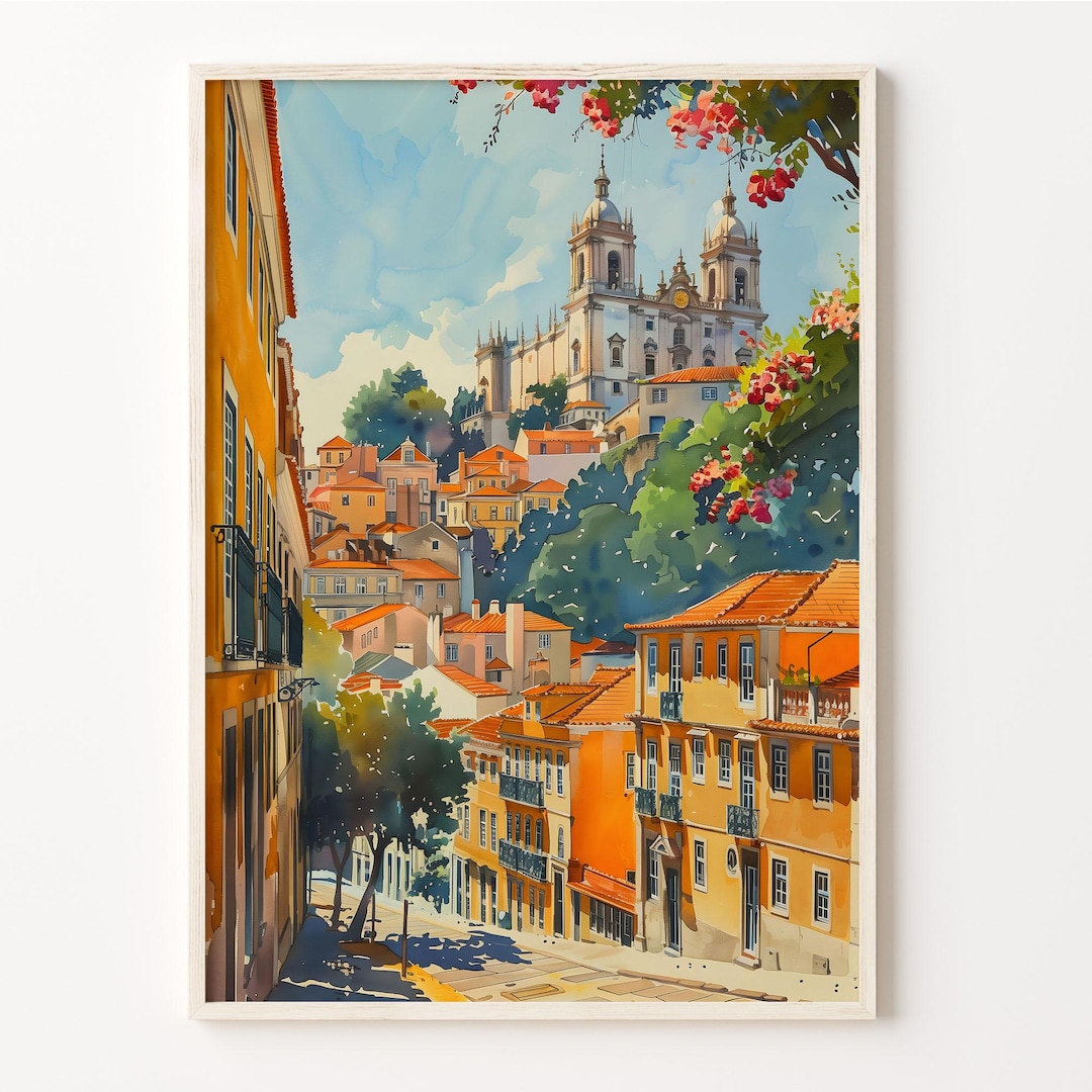 Lisbon Portugal Watercolor Painting: Travel Poster Art - Etsy