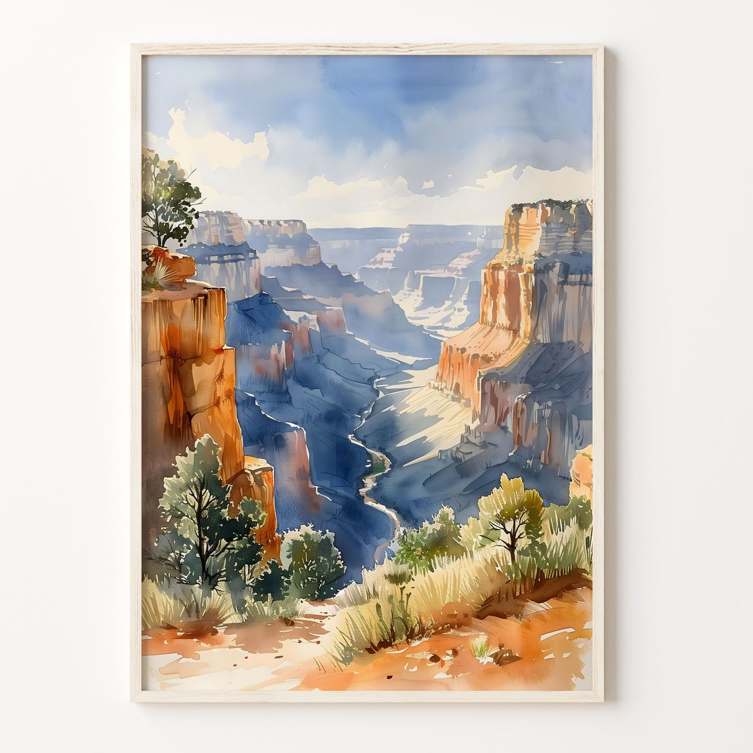 Grand Canyon Watercolor Painting: Southwestern Wall Art Poster - Etsy