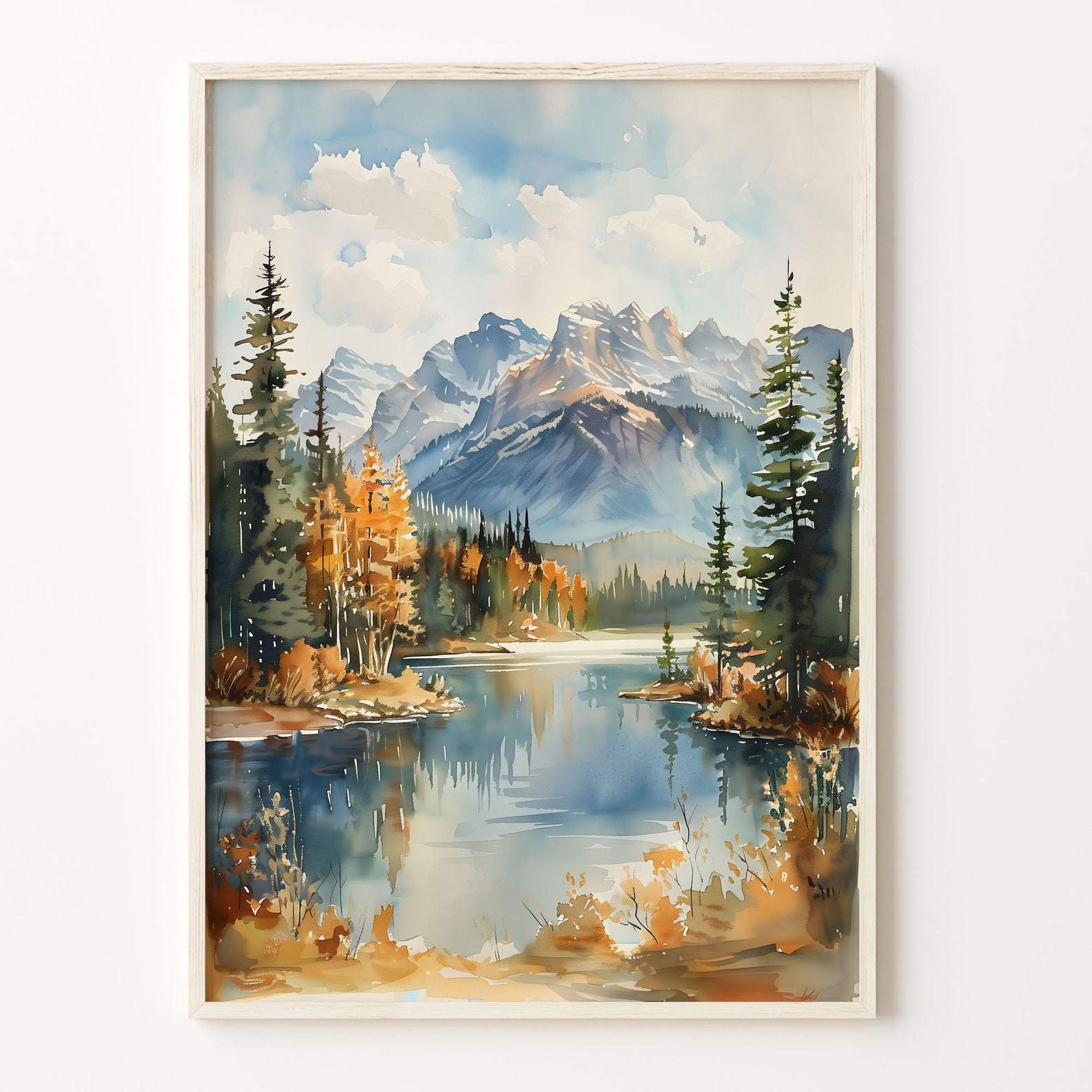 Jasper National Park Watercolor Painting, Canada Wall Art, Travel Print ...