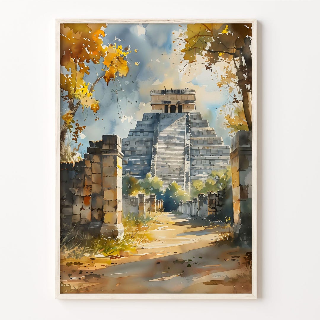 Chichén Itzá Watercolor Painting: Mexico Travel Poster - Etsy