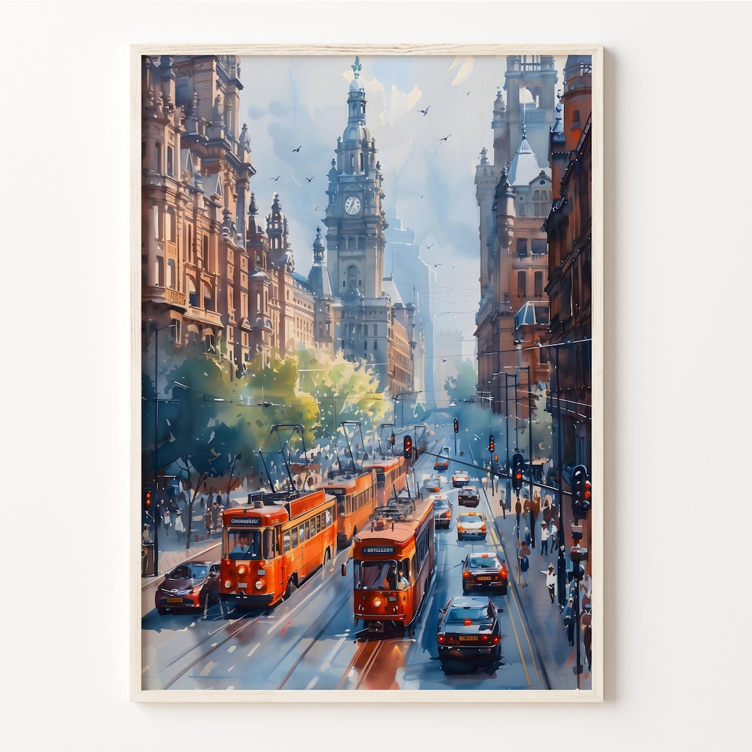 Manchester Watercolor Painting, Manchester Print, Manchester Poster ...