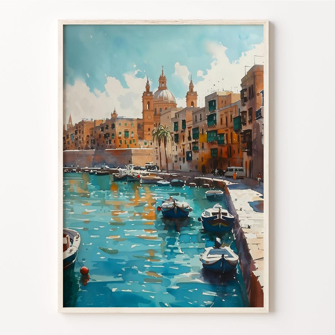 Malta Watercolor Painting, Malta Print, Malta Poster, Malta Wall Art ...