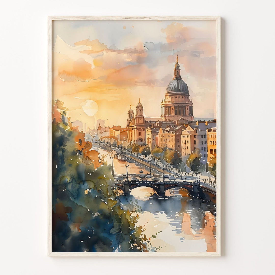 Dublin Ireland Watercolor Print: Cityscape Travel Poster - Etsy