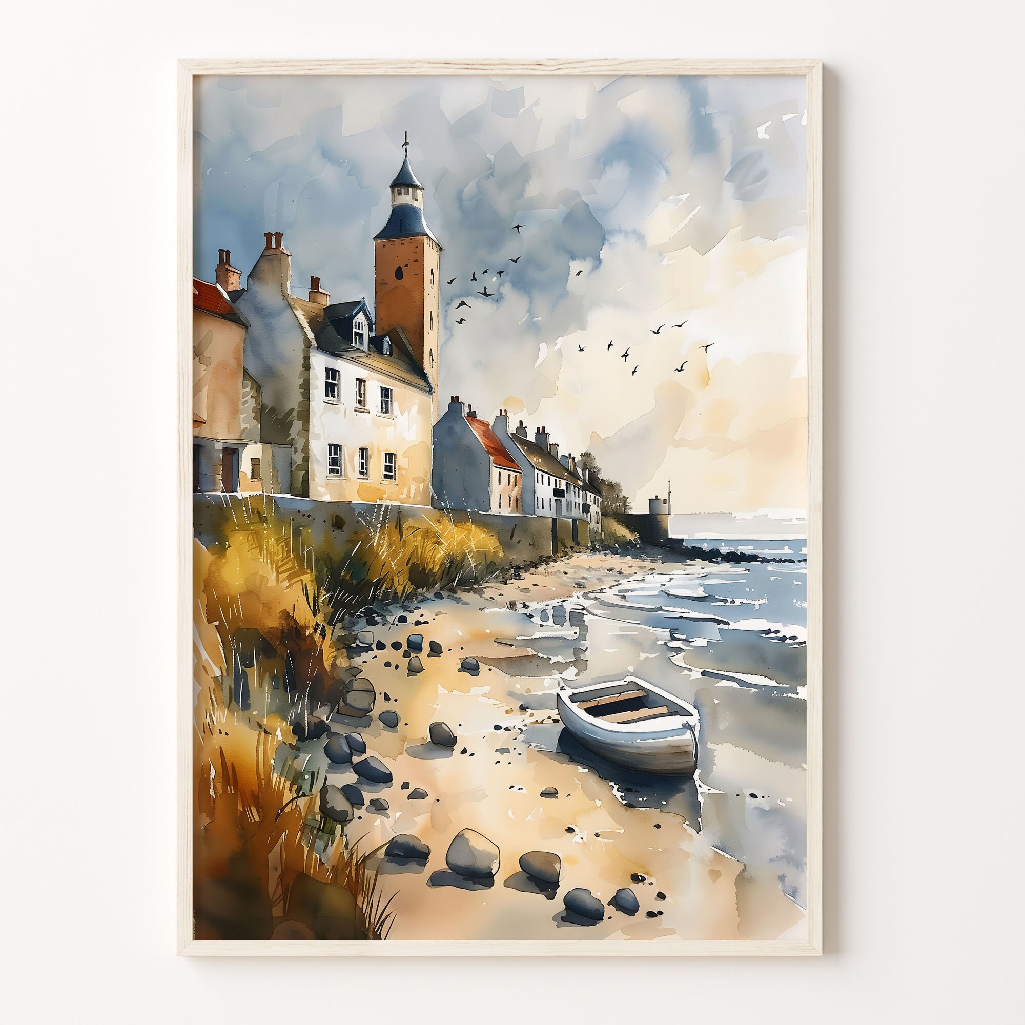Donaghadee Watercolor Painting, Lighthouse Wall Art, Northern Ireland ...