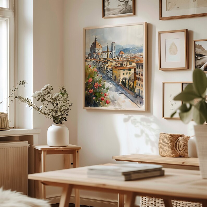 Florence Cathedral Watercolor Print: Italy Travel Poster, Mid-century ...