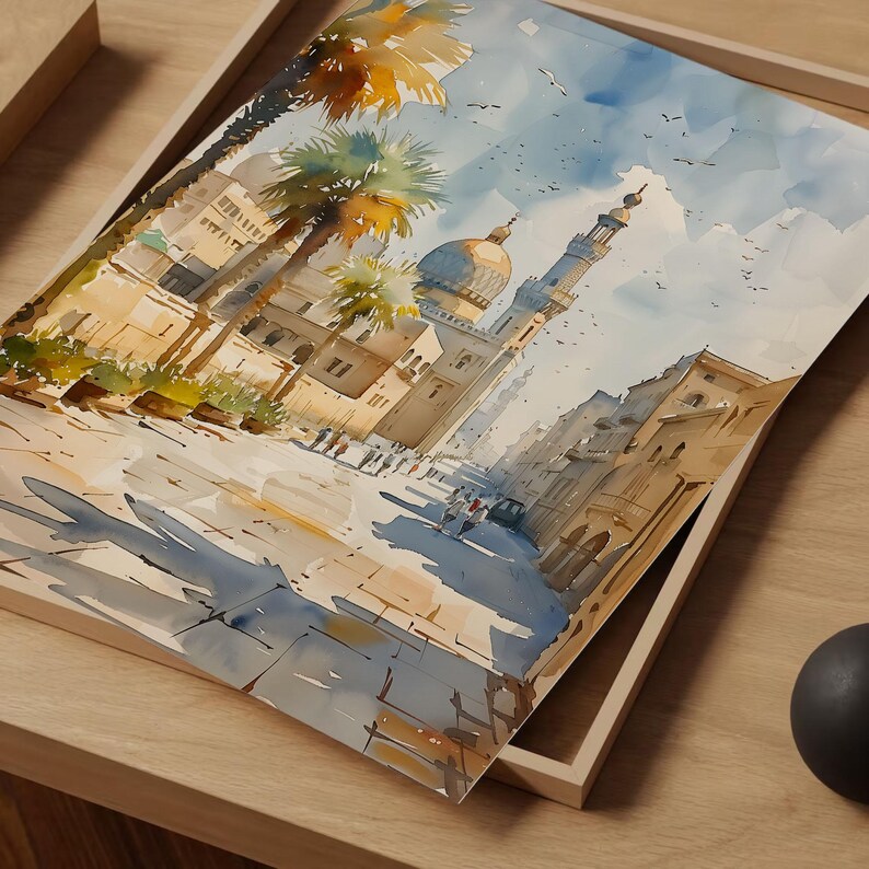 Cairo Watercolor Painting: Handmade Egypt Travel Art - Etsy