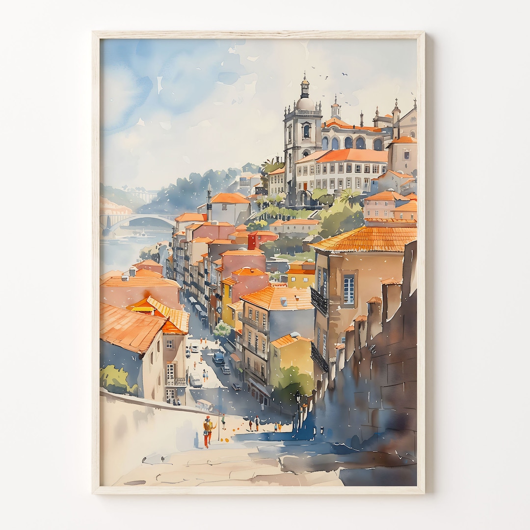 Porto Watercolor Painting: Portugal Travel Art Print - Etsy