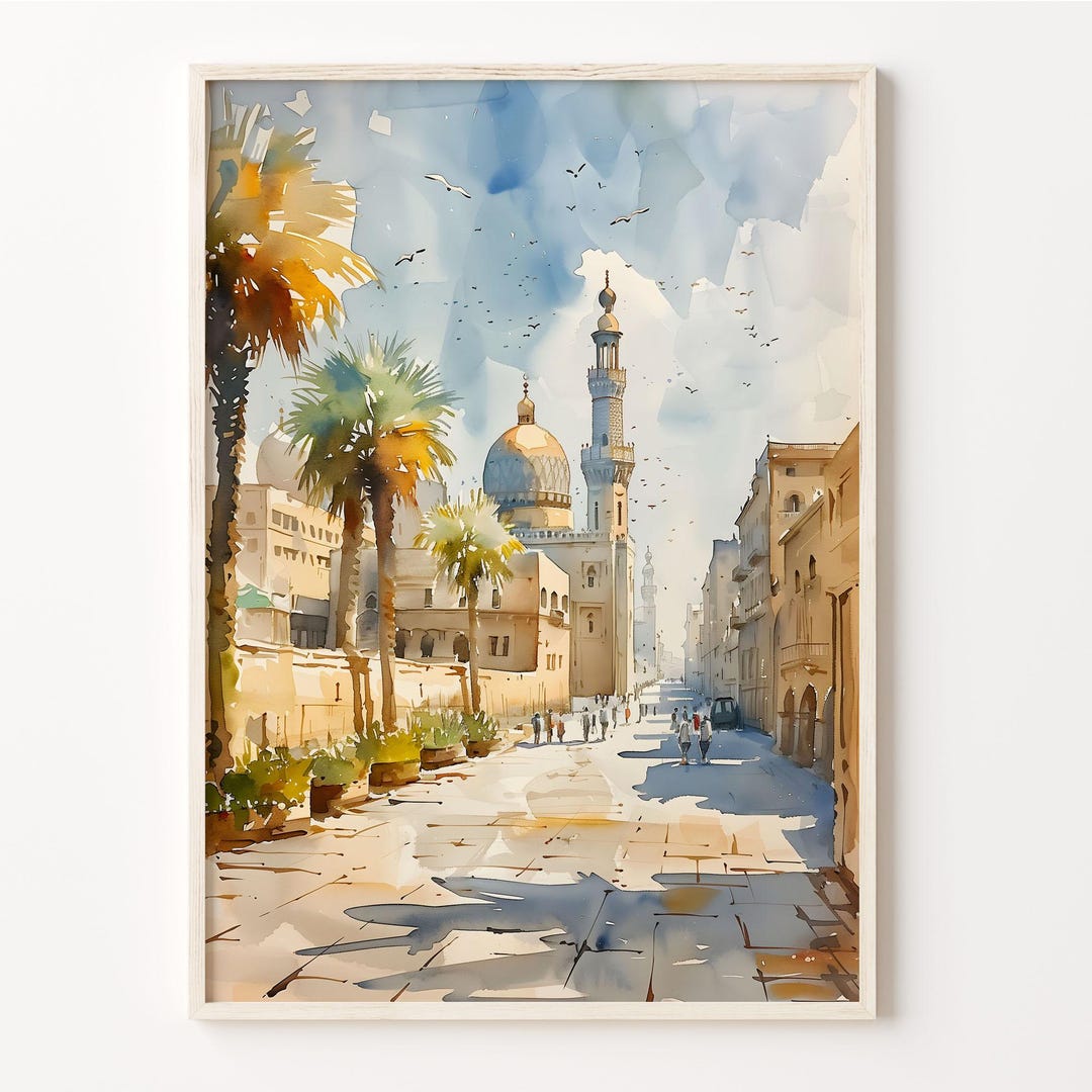 Cairo Watercolor Painting, Egypt Wall Art, City Poster, Travel Print ...