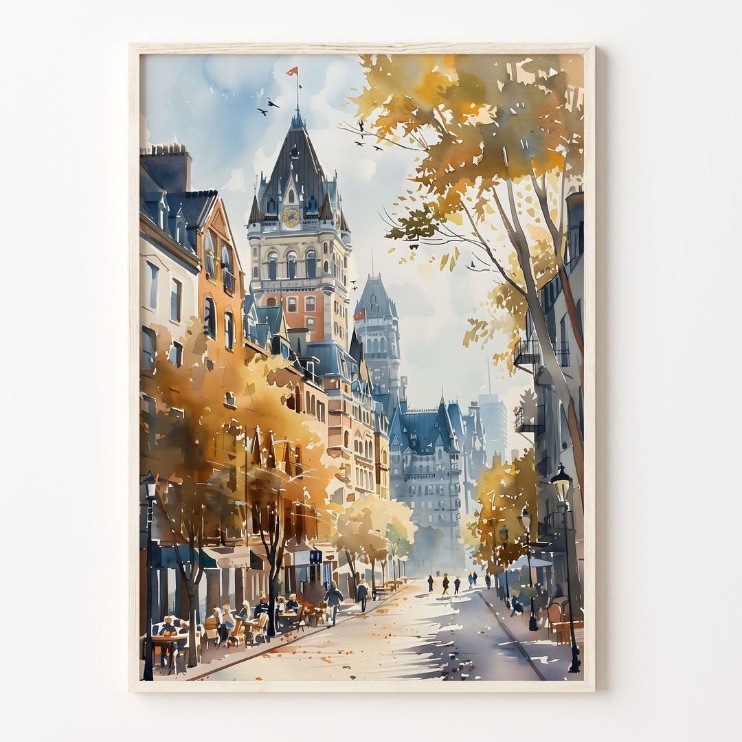 Montreal Watercolor Print: Quebec Cityscape Travel Poster - Etsy