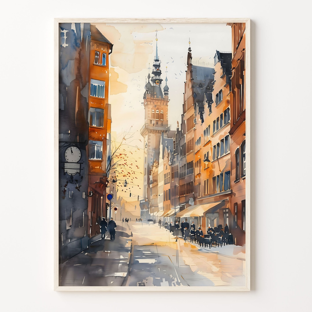 Hamburg Germany Watercolor Painting: Travel Art Print - Etsy