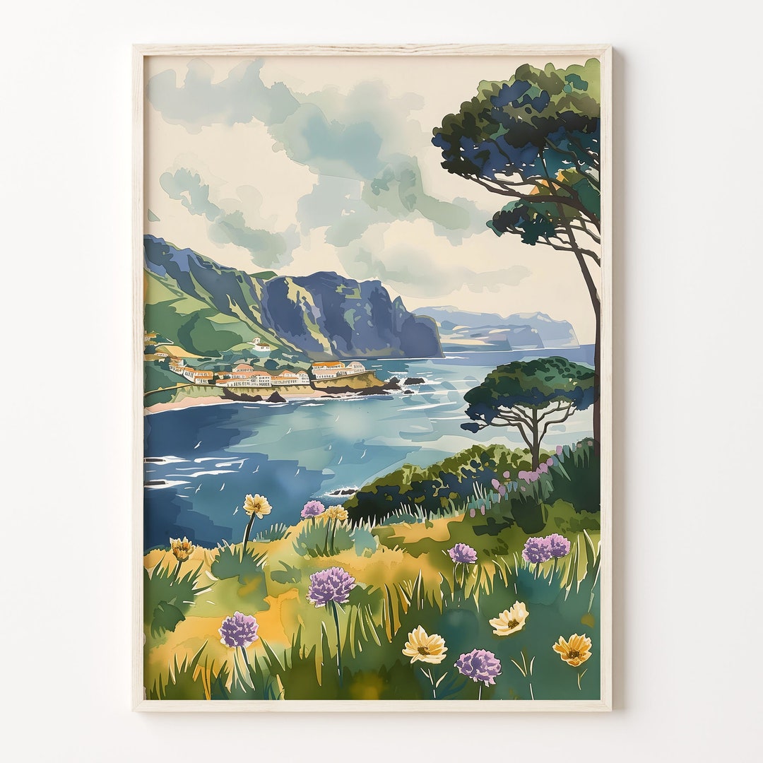 Azores Watercolor Painting, Portugal Travel Poster, Wall Art Print ...