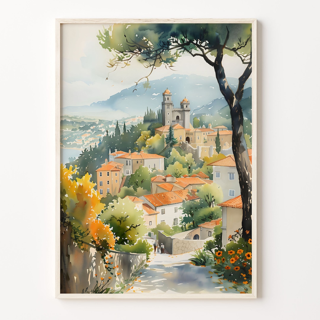 Sintra Watercolor Painting, Sintra Wall Art, Portugal Poster, Sintra ...