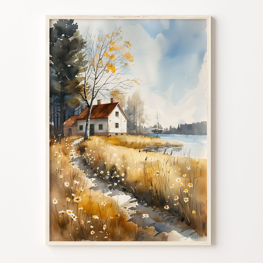 Watercolor Painting, Finland Poster, Lapland Wall Art, Scandinavian ...