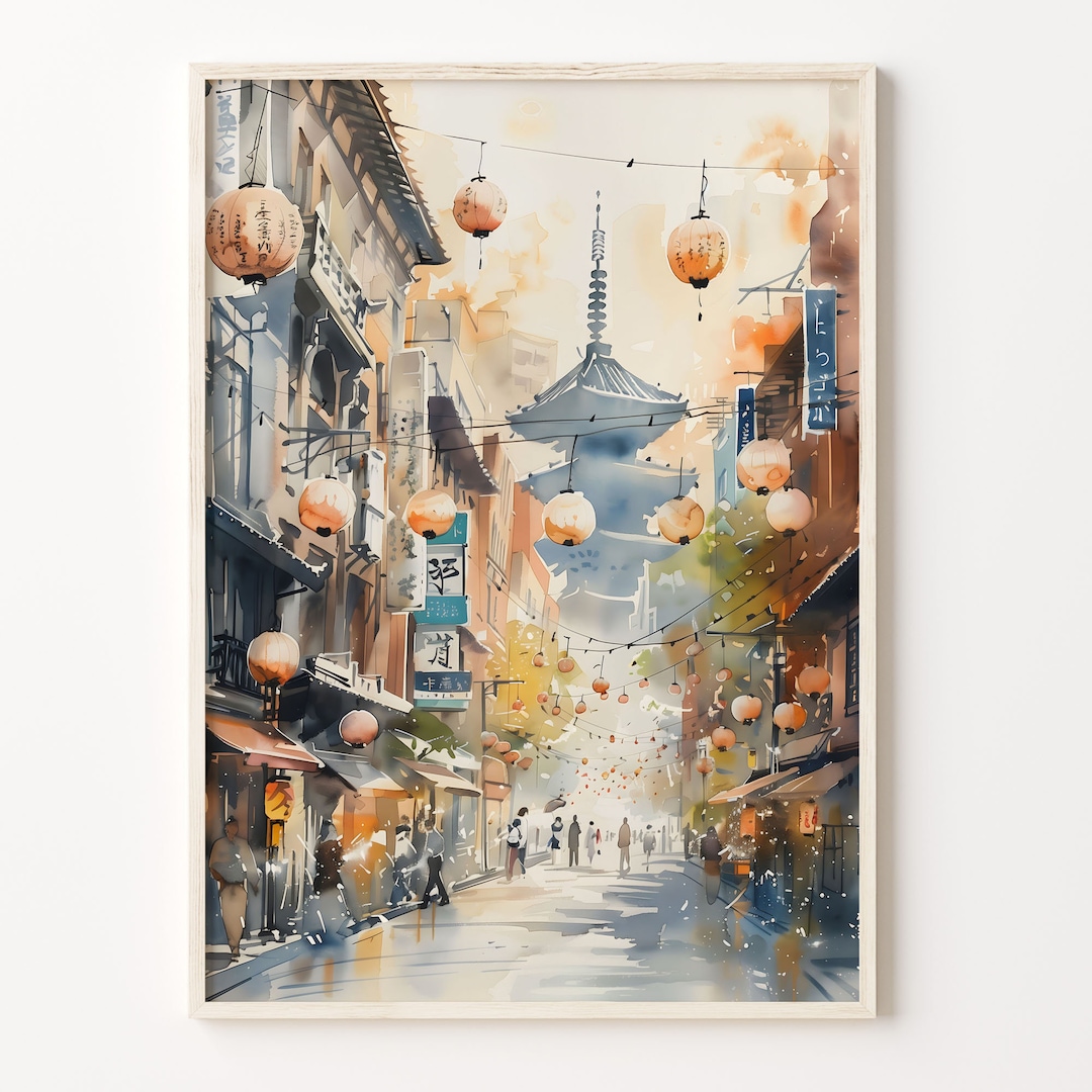 Tokyo Watercolor Painting: Traditional Japan Travel Poster - Etsy