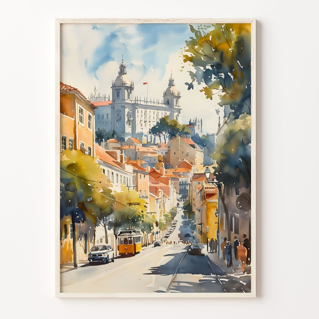 Watercolor Painting, Lisbon Portugal Wall Art, Travel Poster, Art Decor ...