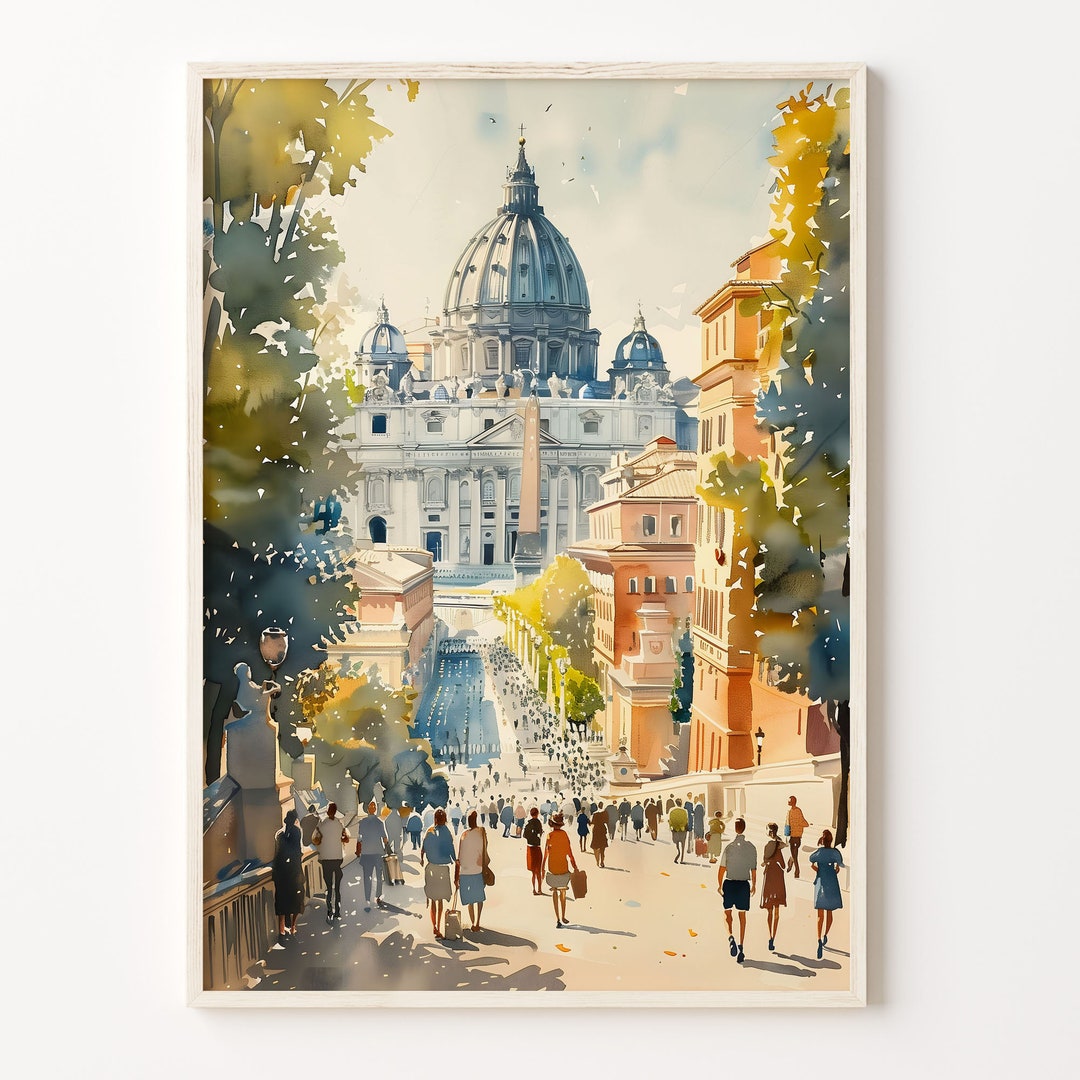 Rome Watercolor Painting, Rome Travel Poster, Colosseum Wall Art ...