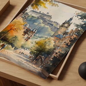 Edinburgh Watercolor Print: Scottish Cityscape Wall Art - Etsy