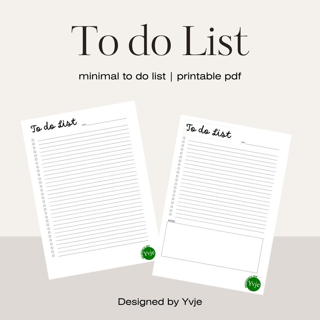 Minimal to Do List Printable, Simple Tasks List Template, Productivity ...