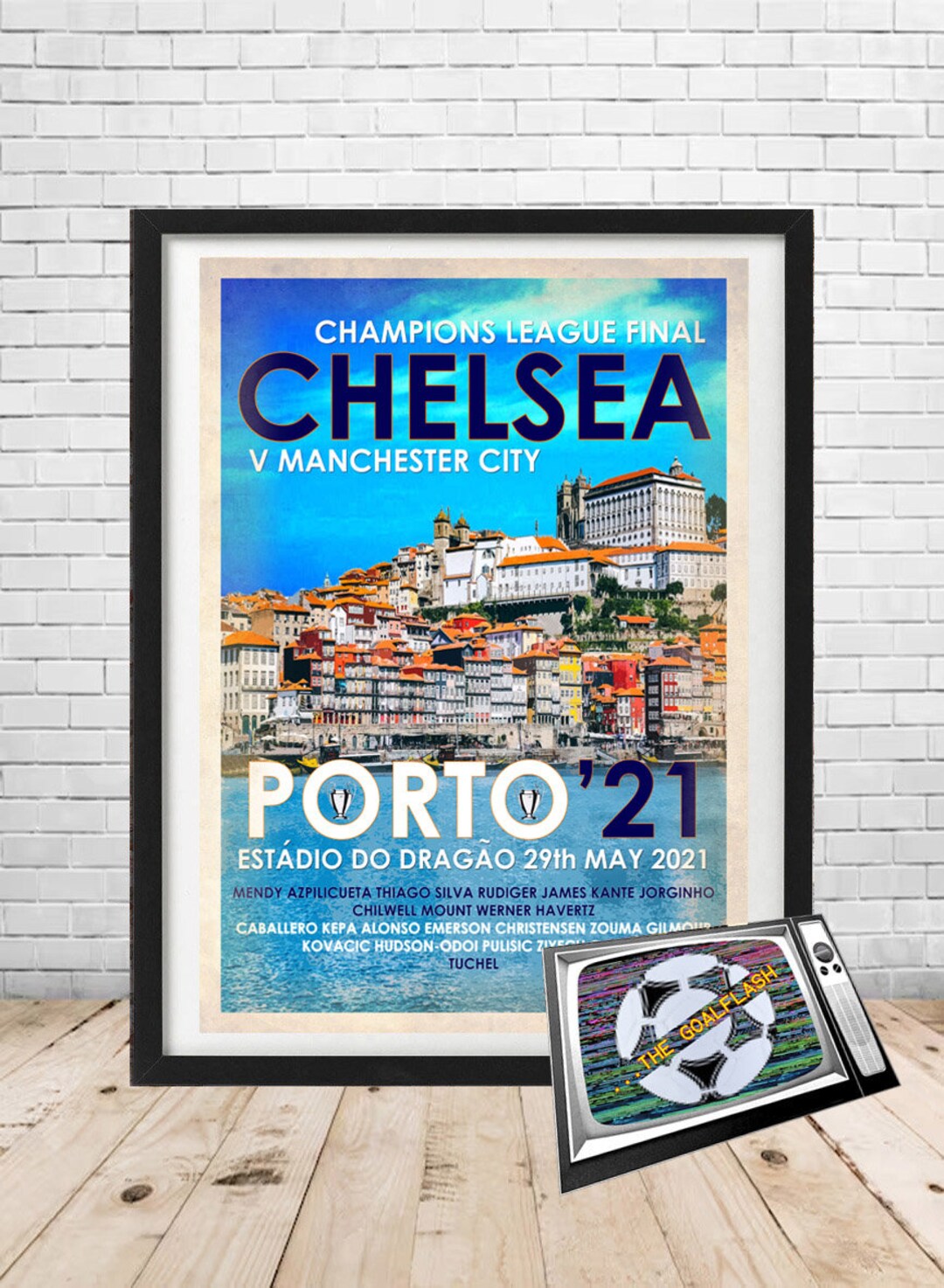 CHELSEA FC 2021 PORTO Champions League Final Retro Style Illustrated ...