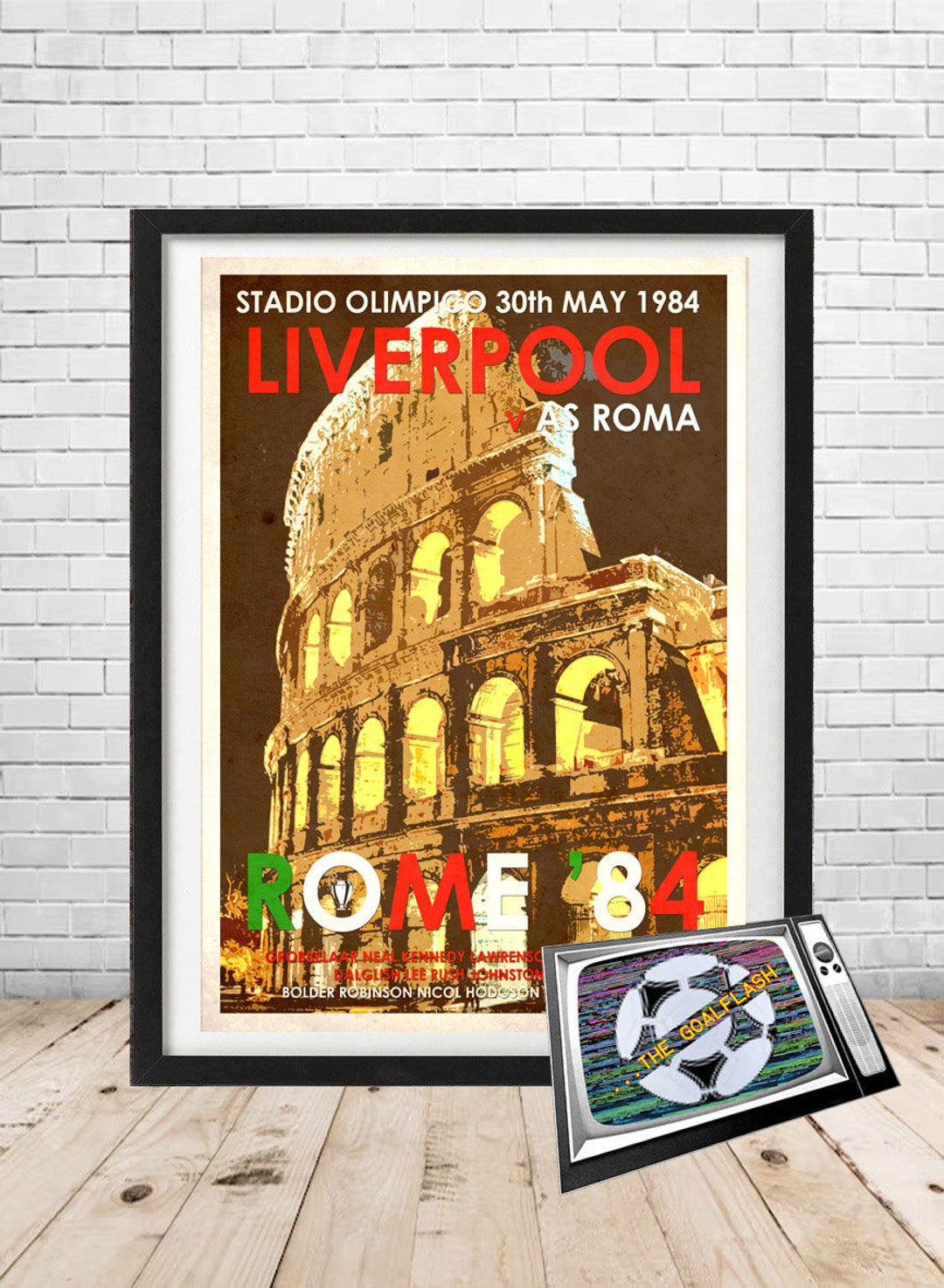LIVERPOOL FC ROME 1984 European Cup Final Retro Style Illustrated Print ...