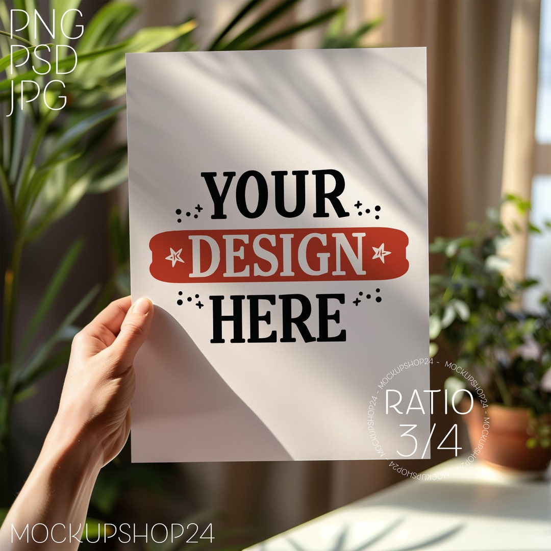 Hands Holding Poster Mockup, Poster Mockup With Hands, 3x4, Person With ...